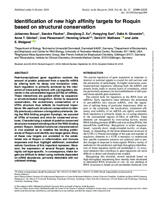 (PDF) Identification of new high affinity targets for Roquin based on ...