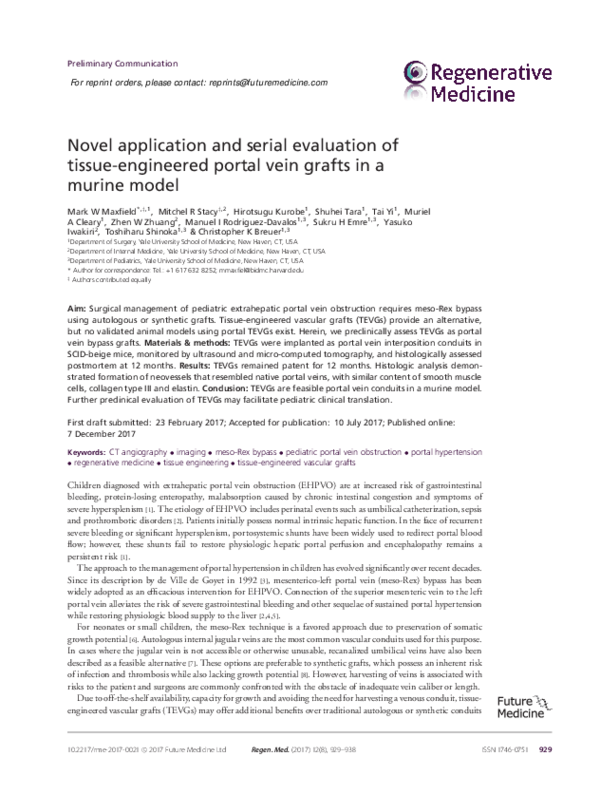 (PDF) Novel application and serial evaluation of tissue-engineered ...