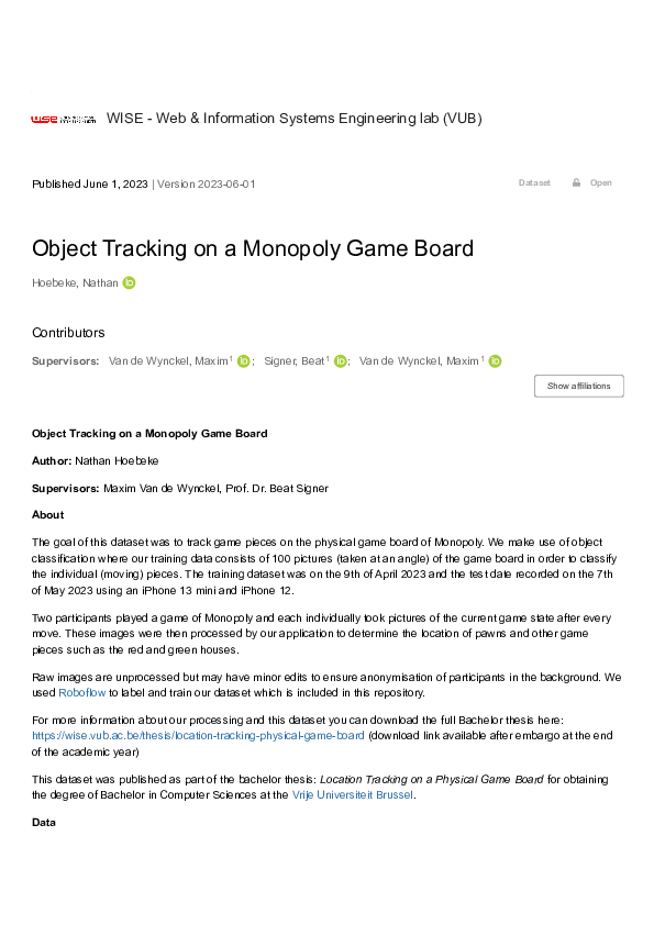 (PDF) Object Tracking on a Monopoly Game Board