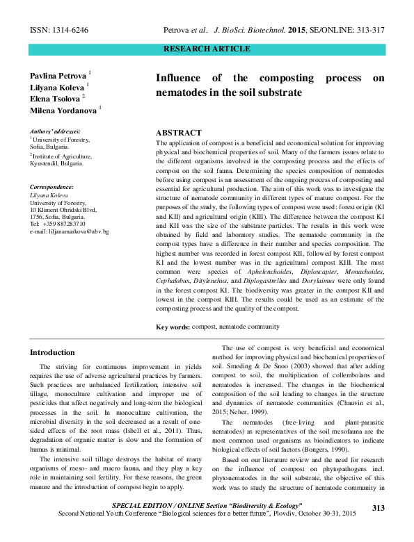 (PDF) Biological sciences for a better future
