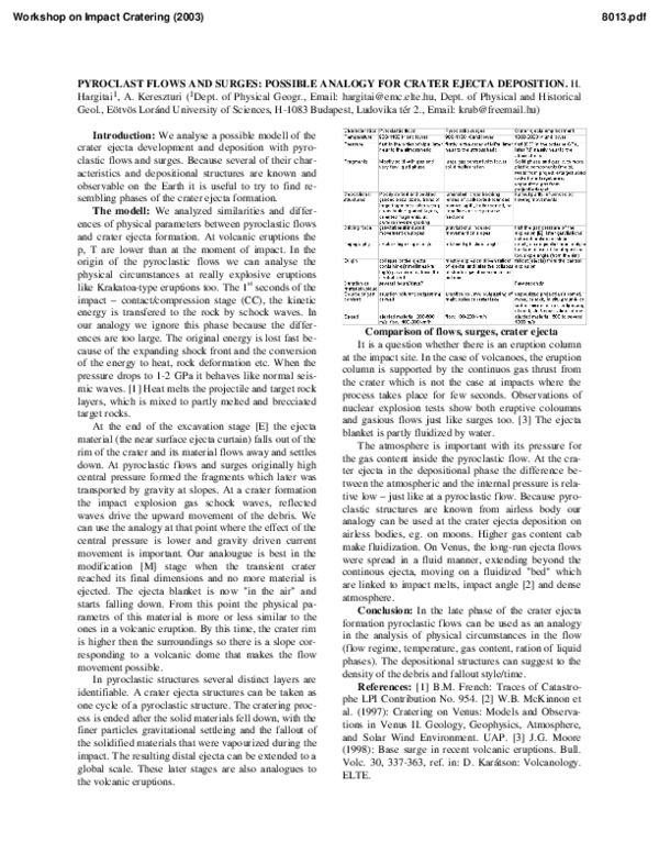 (PDF) Pyroclastic Flows and Surges: Possible Analogy for Crater Ejecta ...