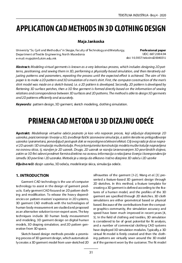 (PDF) Application CAD methods in 3D clothing design