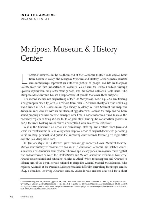 (PDF) Mariposa Museum & History Center