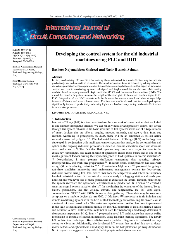 (PDF) Developing the control system for the old industrial machines ...