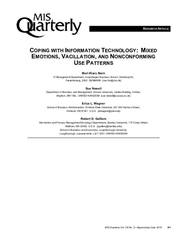 (PDF) Coping with Information Technology: Mixed Emotions, Vacillation ...