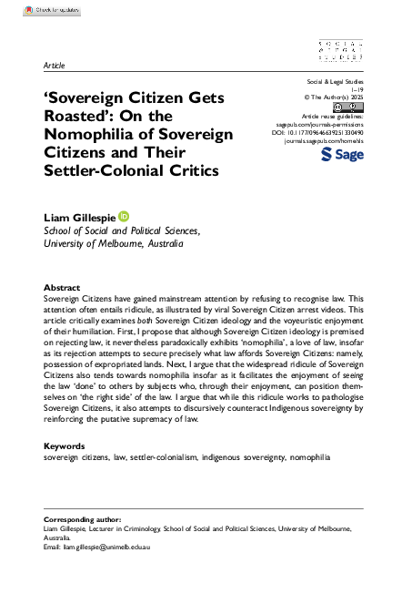 (PDF) 'Sovereign Citizen Gets Roasted': On the Nomophilia of Sovereign ...