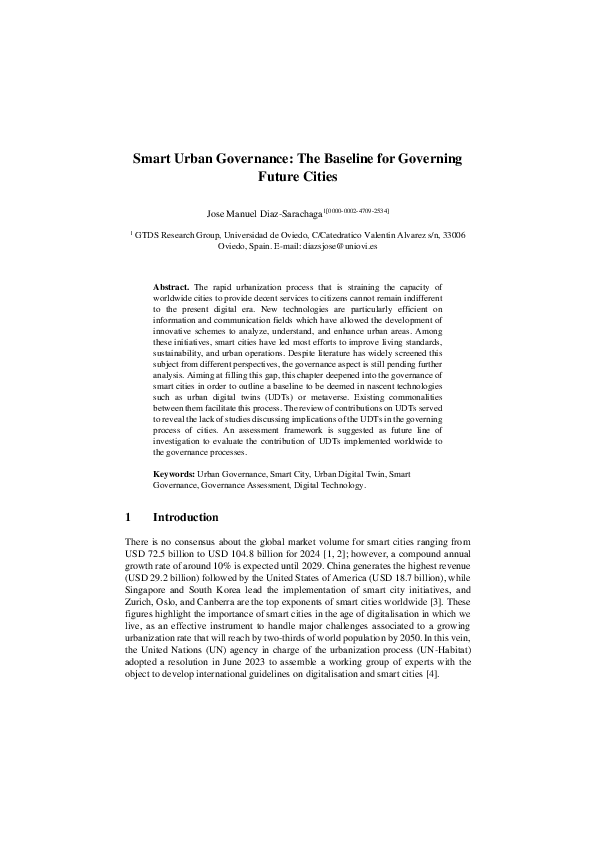 (PDF) Smart Urban Governance: The Baseline for Governing Future Cities