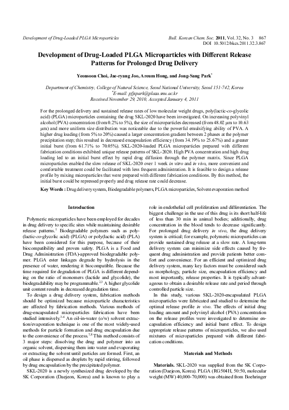 (PDF) Development of Drug-Loaded PLGA Microparticles with Different ...