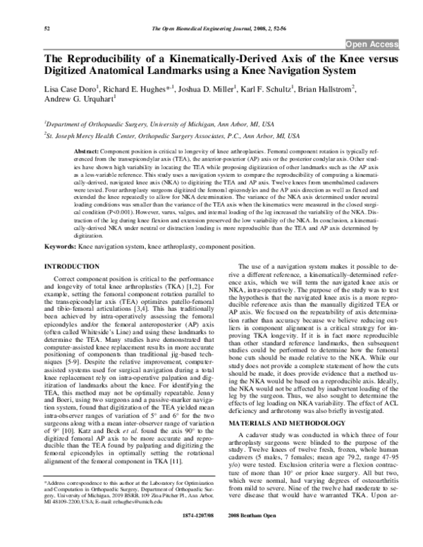 (PDF) The Reproducibility of a Kinematically-Derived Axis of the Knee ...