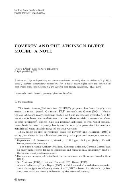 (PDF) Poverty and the Atkinson BI/FRT model: A note