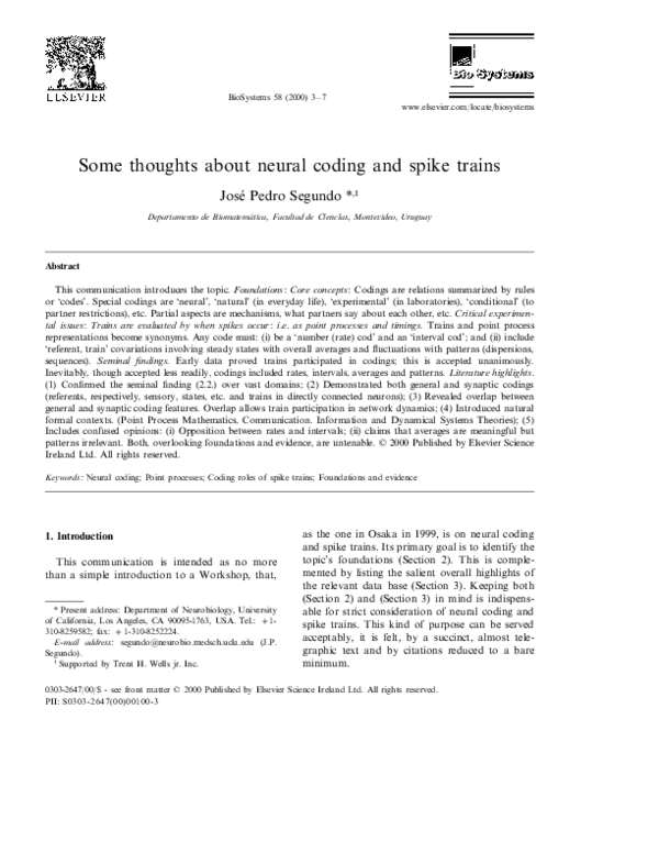 (PDF) Some thoughts about neural coding and spike trains
