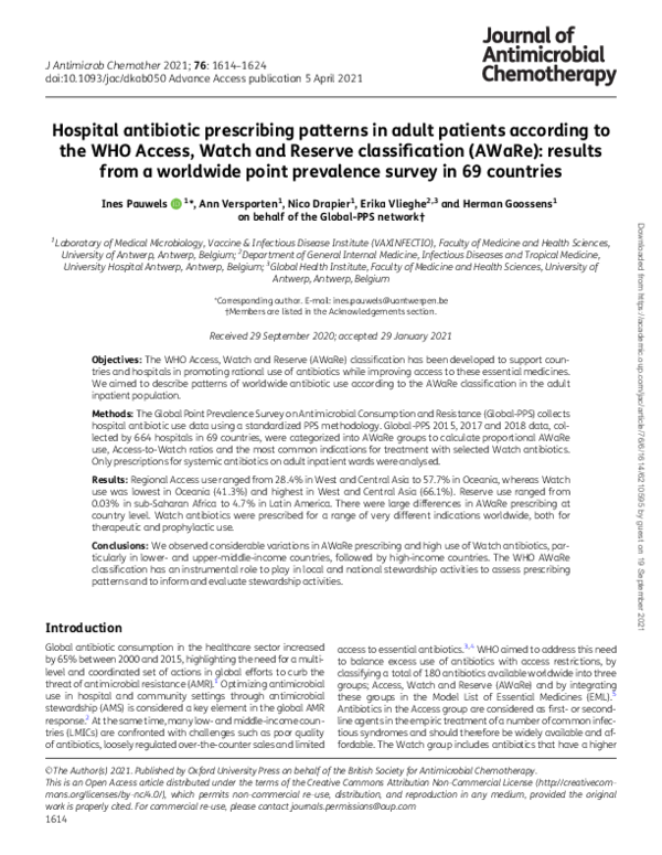 (PDF) Hospital antibiotic prescribing patterns in adult patients ...