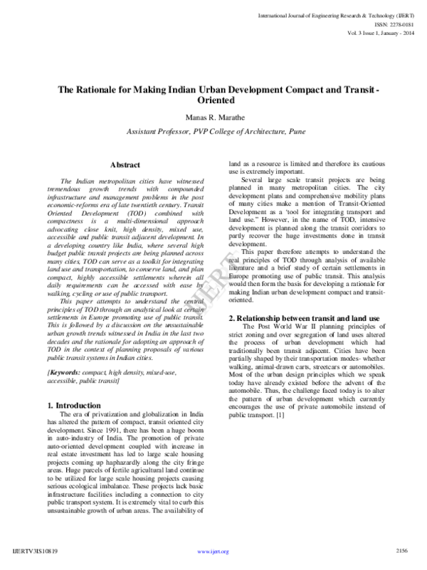 (PDF) The Rationale for Making Indian Urban Development Compact and ...