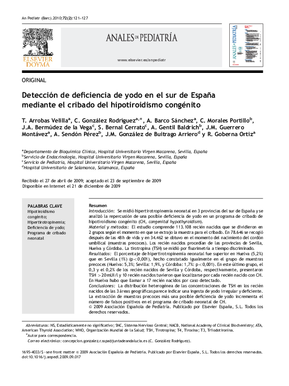 (PDF) Detección de deficiencia de yodo en el sur de España mediante el ...