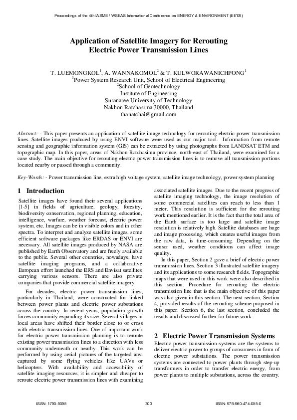 (PDF) Application of satellite imagery for rerouting electric power transmission lines