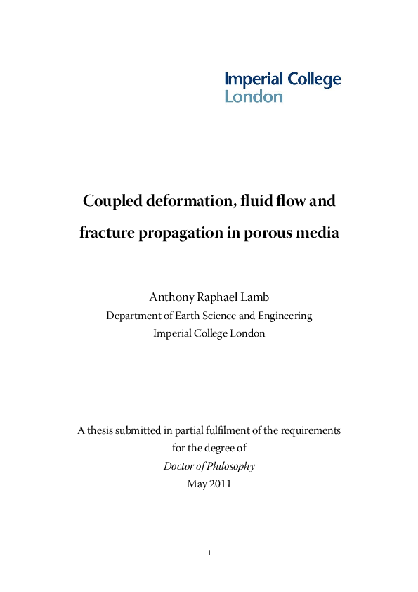 Pdf Coupled Deformation Fluid Flow And Fracture Propagation In