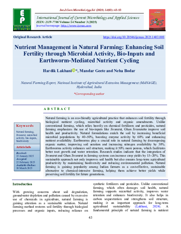 (PDF) Nutrient Management in Natural Farming: Enhancing Soil Fertility ...