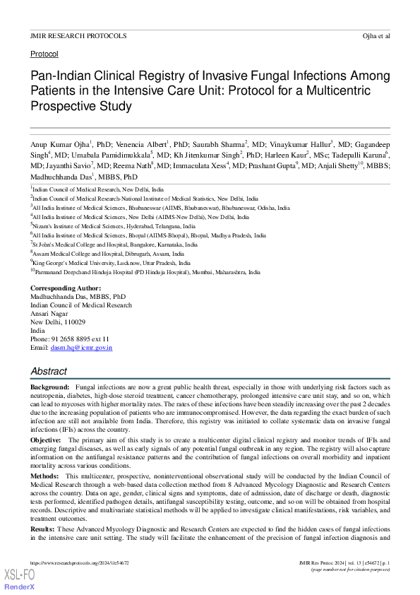 (PDF) Pan-Indian Clinical Registry of Invasive Fungal Infections Among ...