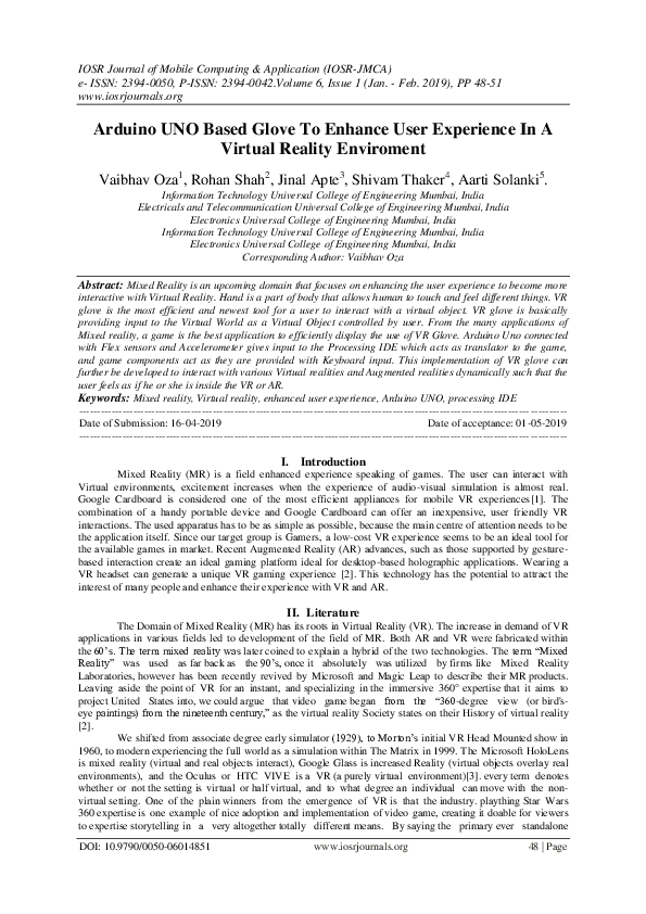 (PDF) Arduino UNO Based Glove To Enhance User Experience In A Virtual ...