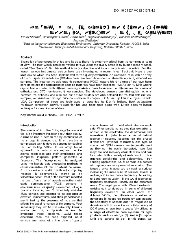 (PDF) 1.4.2 Development of a quartz crystal microbalance sensor array for discrimination of ...