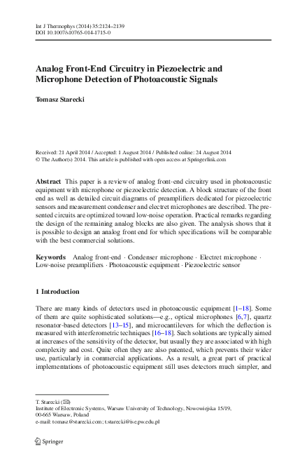 (PDF) Analog Front-End Circuitry in Piezoelectric and Microphone ...