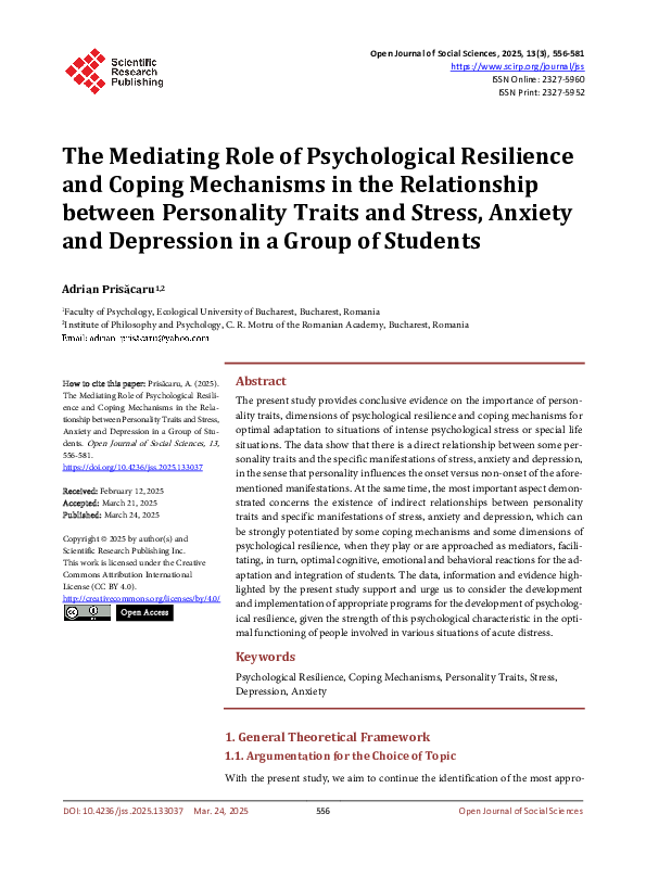 (PDF) The Mediating Role of Psychological Resilience and Coping ...