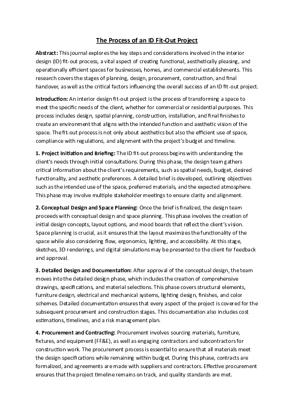 (PDF) The Process of an ID Fit-Out Project