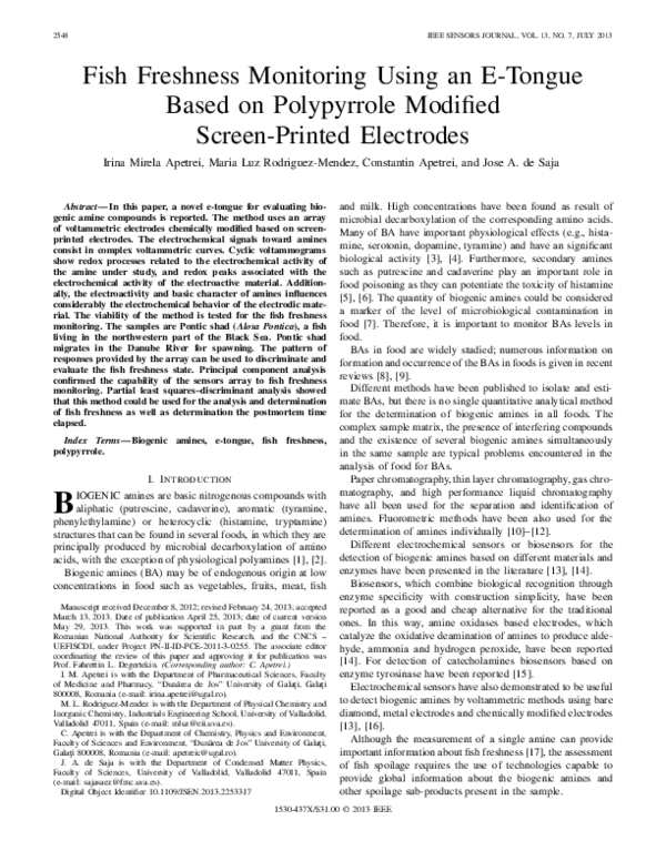 (PDF) Fish Freshness Monitoring Using an E-Tongue Based on Polypyrrole ...