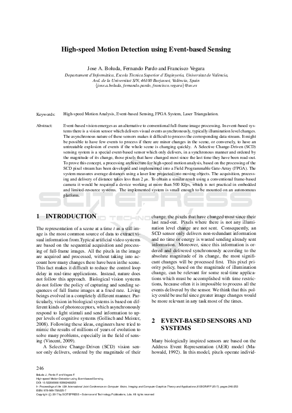 (PDF) High-speed Motion Detection using Event-based Sensing