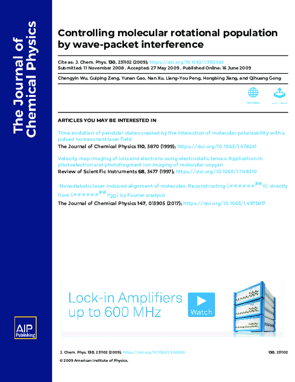 (PDF) Controlling molecular rotational population by wave-packet interference