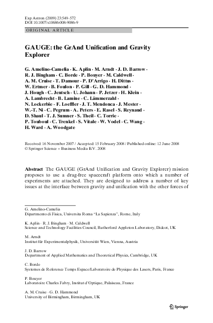 (PDF) GAUGE: the GrAnd Unification and Gravity Explorer