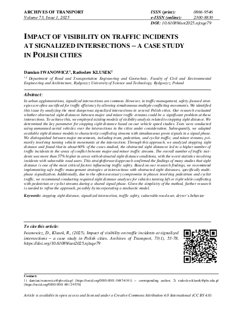 (PDF) IMPACT OF VISIBILITY ON TRAFFIC INCIDENTS AT SIGNALIZED INTERSECTIONS -A CASE STUDY IN ...