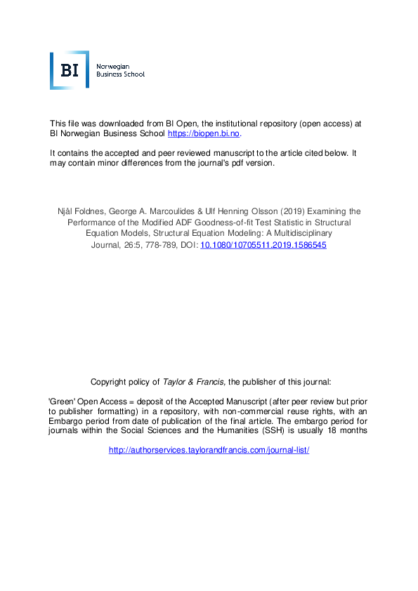 (PDF) Examining the Performance of the Modified ADF Goodness-of-fit ...