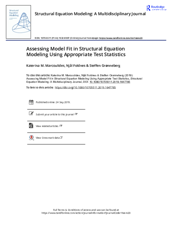 (PDF) Assessing Model Fit in Structural Equation Modeling Using ...