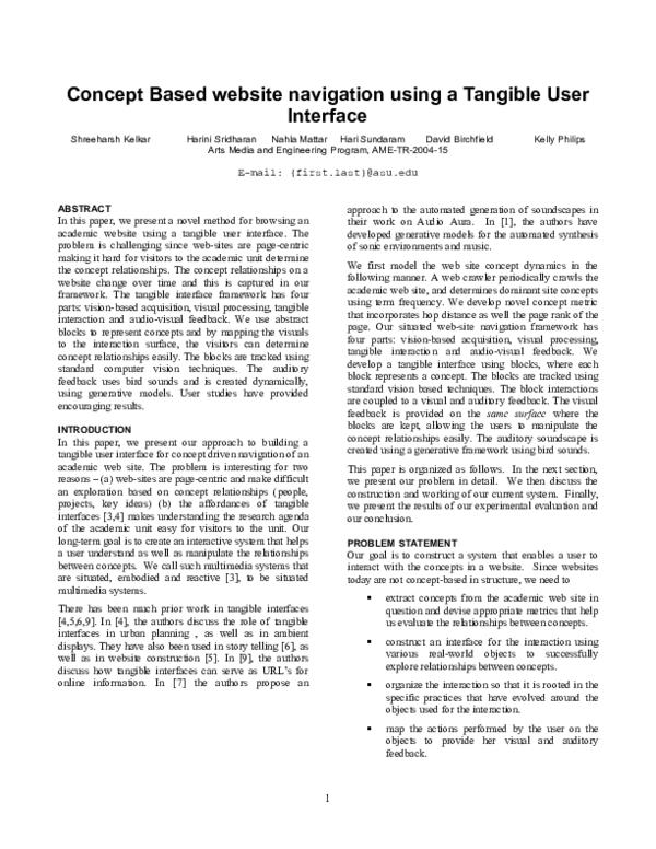 (PDF) Concept Based website navigation using a Tangible User Interface