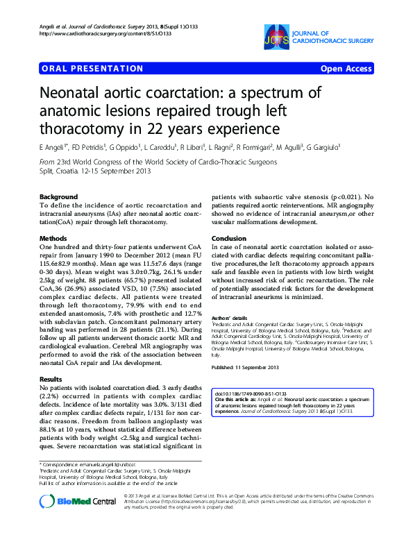 (PDF) Neonatal aortic coarctation: a spectrum of anatomic lesions ...