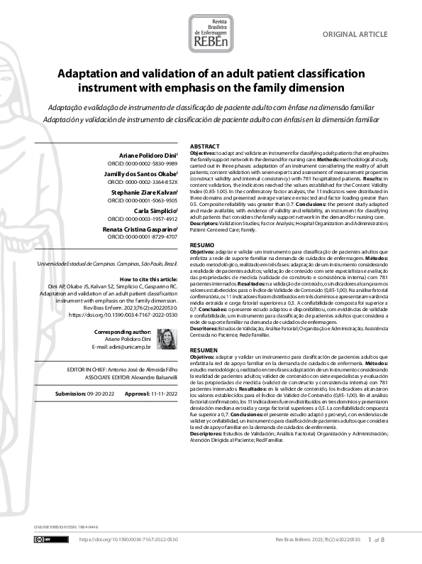 (PDF) Adaptation and validation of an adult patient classification ...