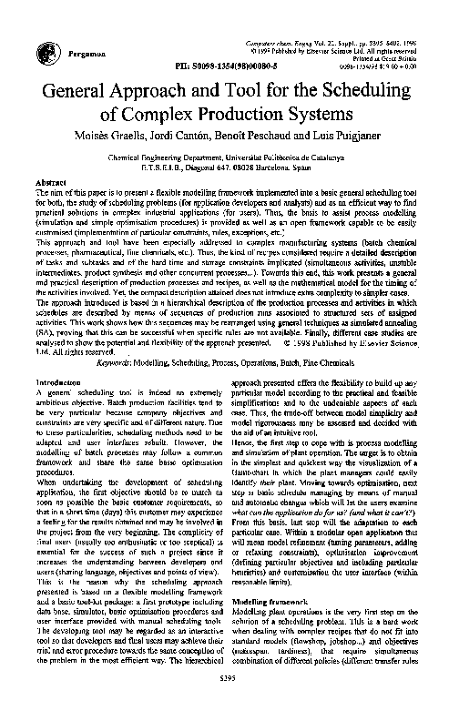(PDF) General approach and tool for the scheduling of complex ...