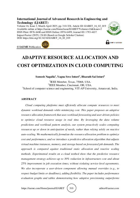 (PDF) ADAPTIVE RESOURCE ALLOCATION AND COST OPTIMIZATION IN CLOUD COMPUTING