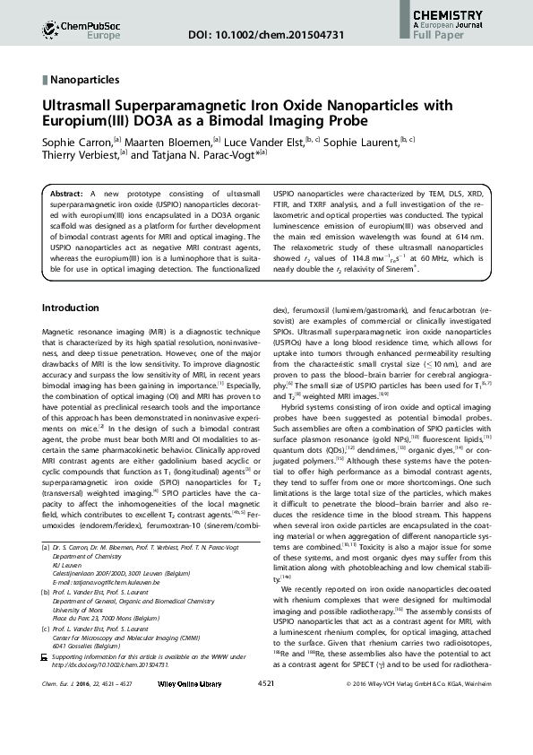 (PDF) Ultrasmall superparamagnetic iron oxide nanoparticle prelabelling ...
