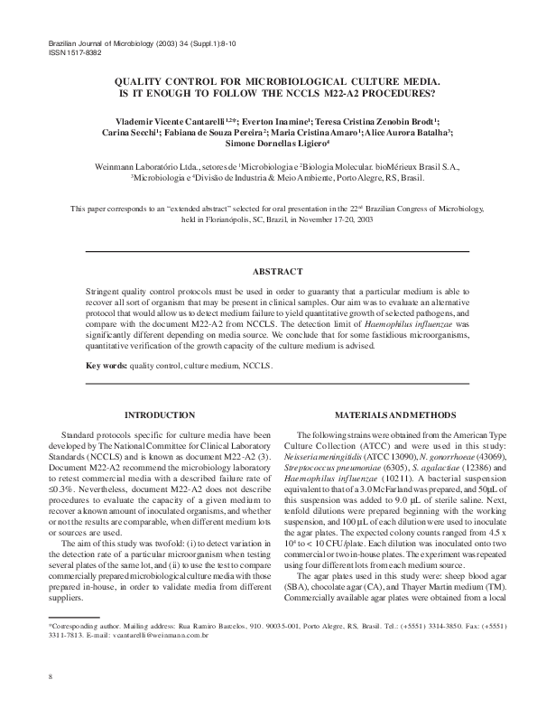 (PDF) 8 Quality Control for Microbiological Culture Media. Is It Enough ...