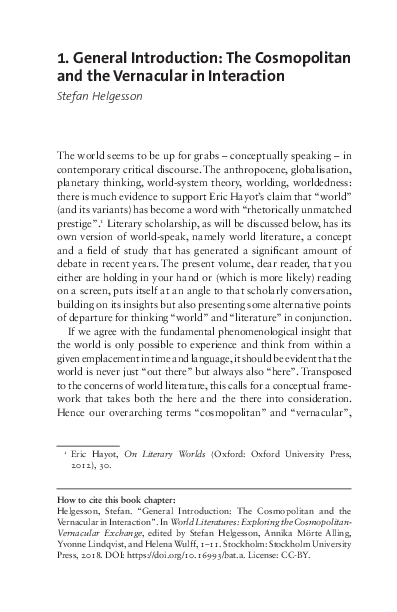 (PDF) General Introduction: The Cosmopolitan and the Vernacular in Interaction