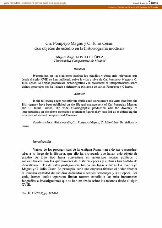 (PDF) Cn. Pompeyo Magno y C. Julio César: dos objetos de estudio en la ...