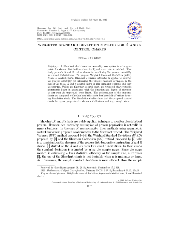 (PDF) Weighted standard deviation method for X and S control charts