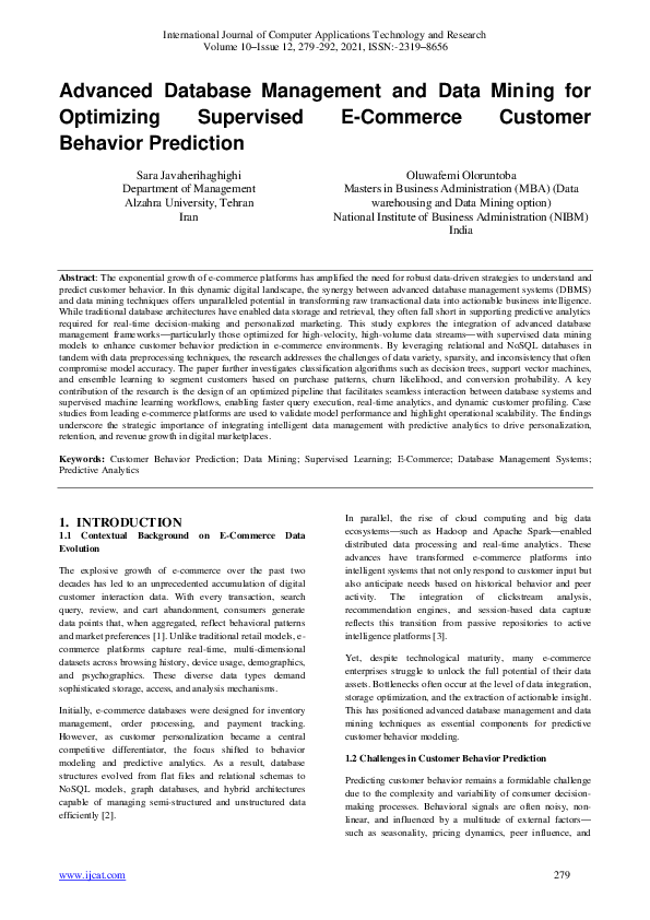 (PDF) Advanced Database Management and Data Mining for Optimizing Supervised E-Commerce Customer ...