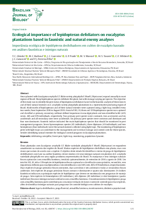 (PDF) Ecological importance of lepidopteran defoliators on eucalyptus ...