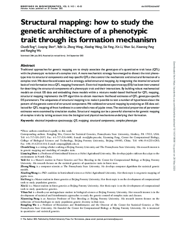 (PDF) Structural mapping: how to study the genetic architecture of a phenotypic trait through ...