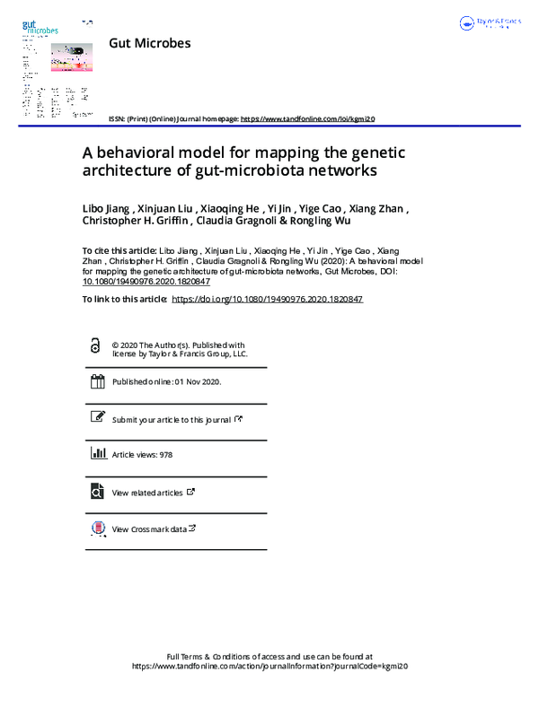 (PDF) A behavioral model for mapping the genetic architecture of gut-microbiota networks