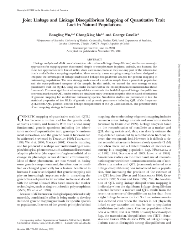 (PDF) Joint Linkage and Linkage Disequilibrium Mapping of Quantitative ...