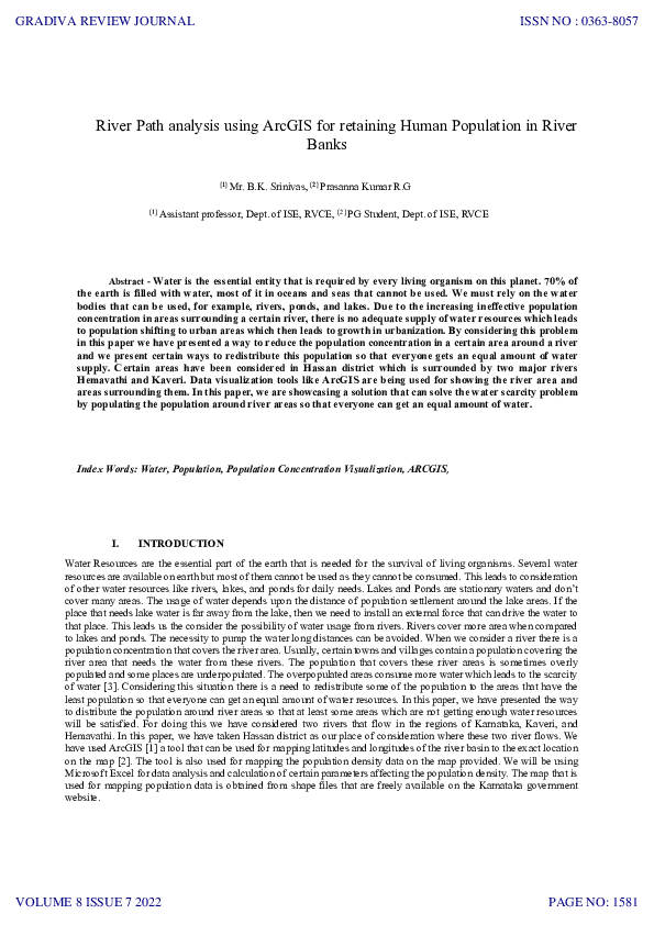 (PDF) River Path analysis using ArcGIS for retaining Human Population ...